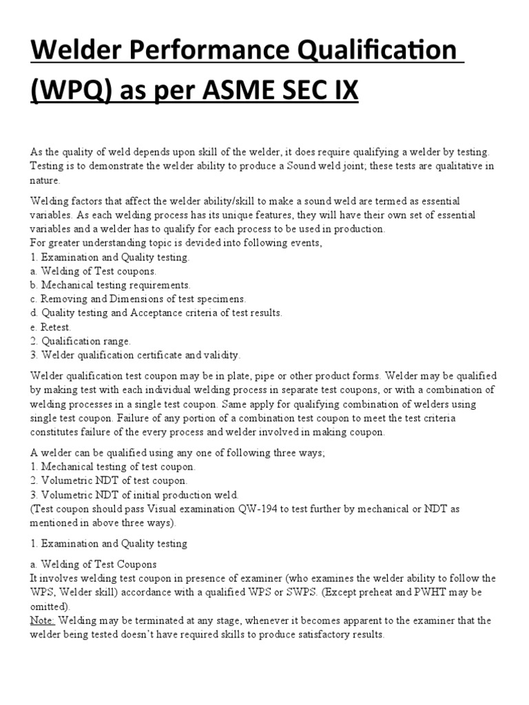 ASME IX Welder Qualification Guide | PDF | Welding | Construction