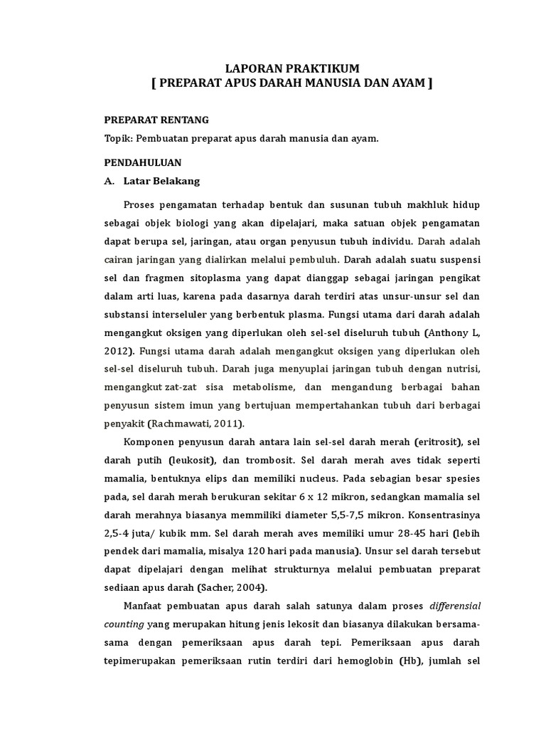 Pembuatan Preparat Darah Ayam | PDF