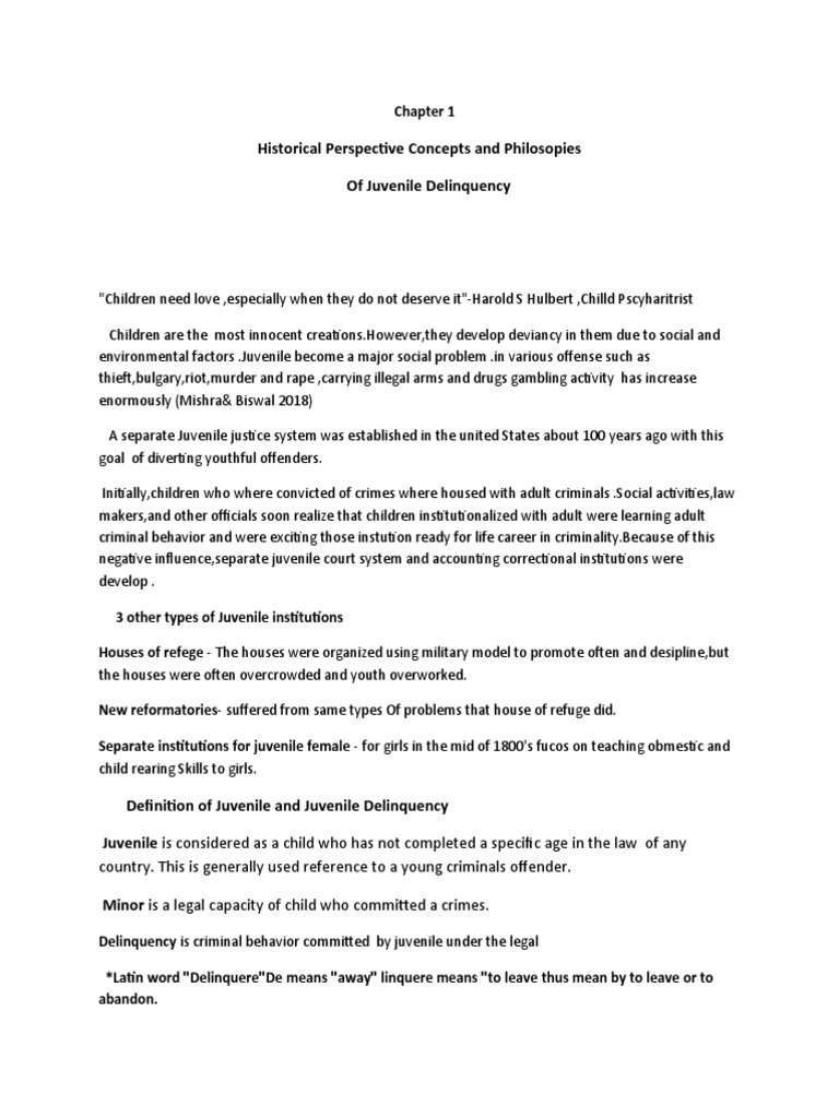 Chapter-1 Juvenile Justice System | PDF | Juvenile Delinquency ...