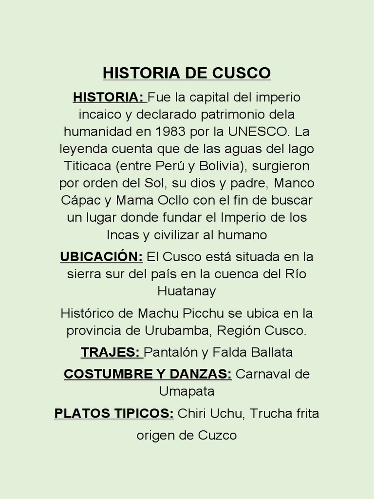 Historia de Cusco | PDF