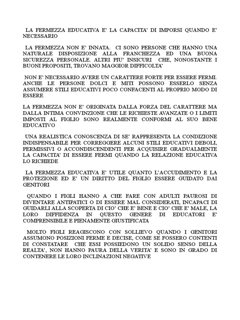 La Fermezza Educativa | PDF
