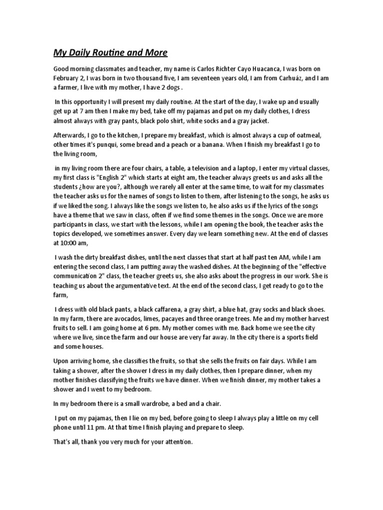 My Daily Routine Overview | PDF
