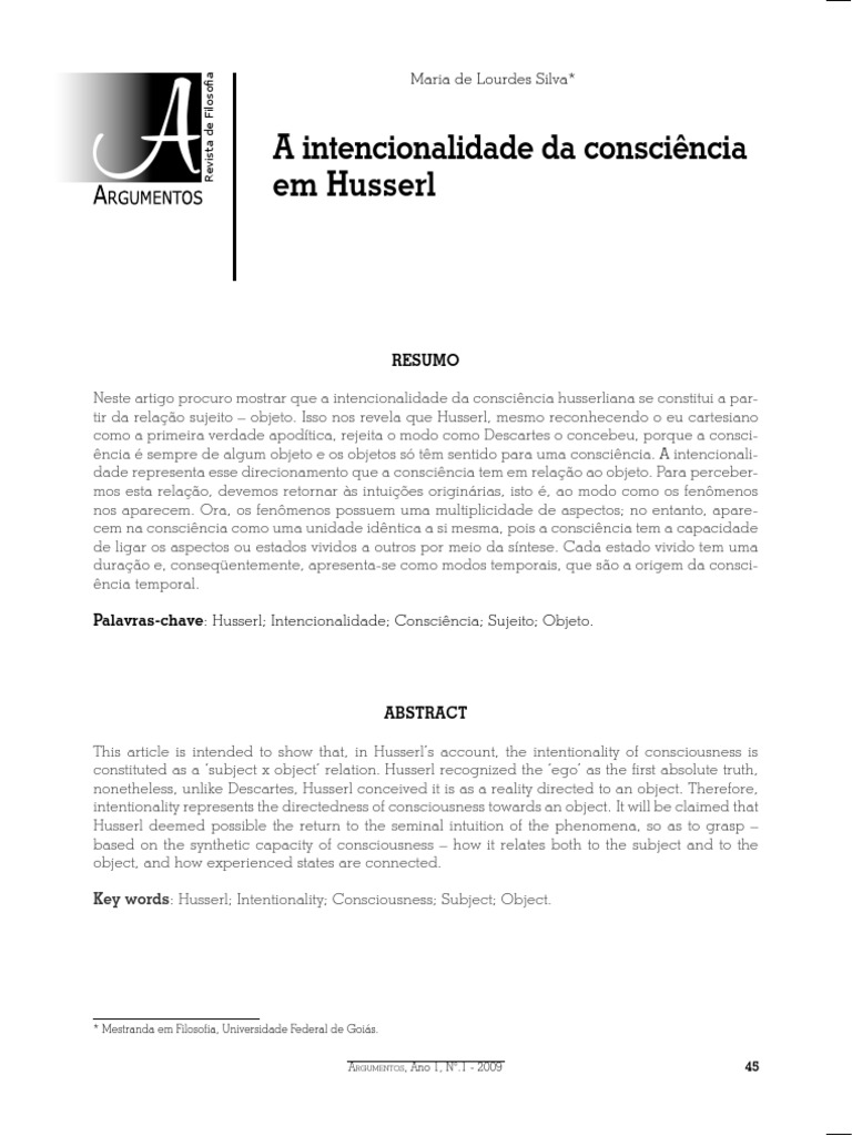 A Intencionalidade Da Consciência | PDF