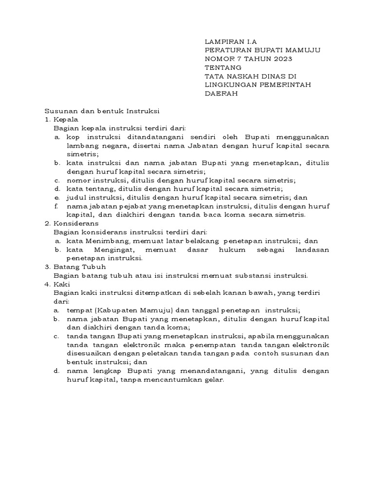Tata Naskah Dinas Mamuju 2023 | PDF