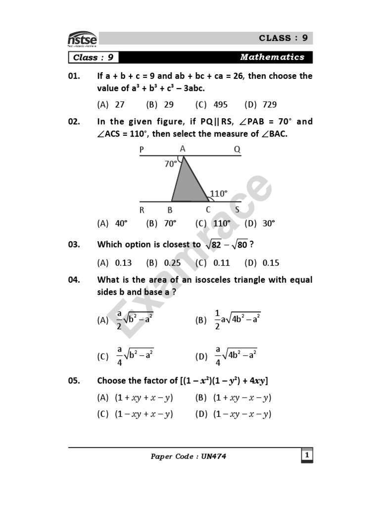 NSTSE Class 9 Solved Paper 2022 | PDF