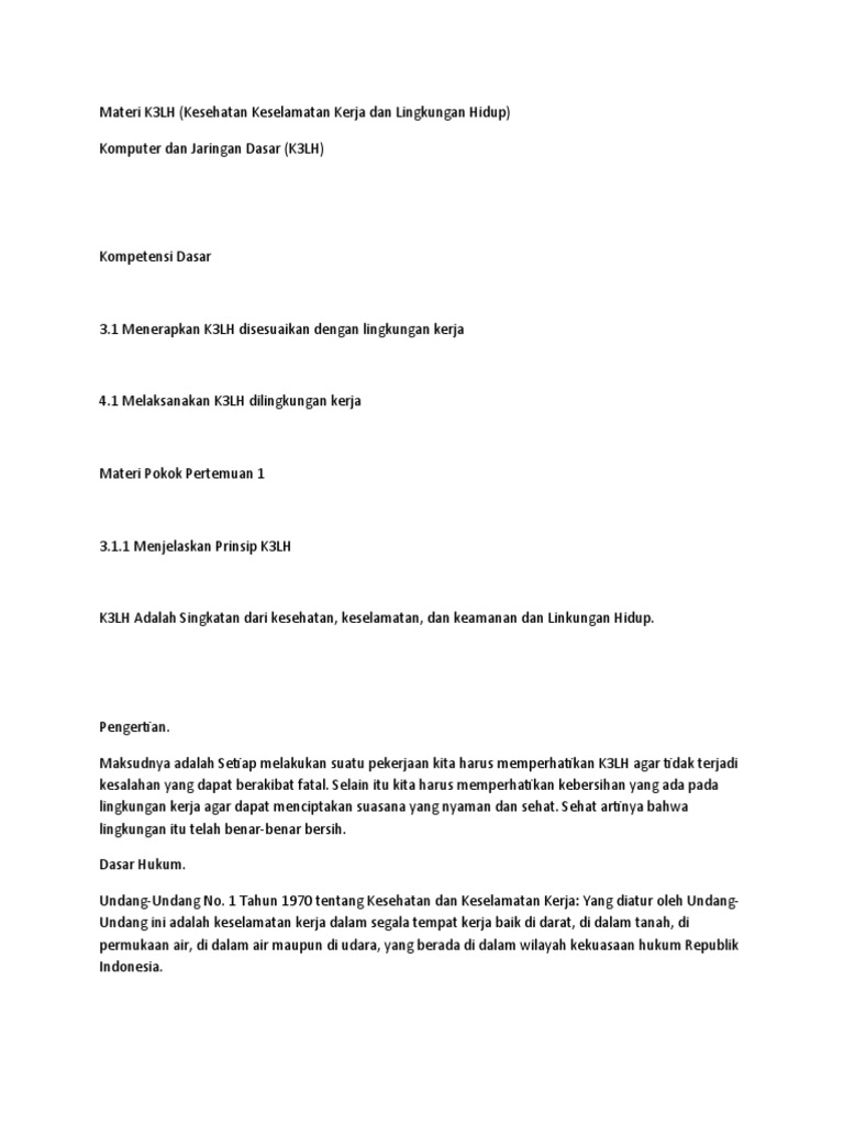 Materi K3LH KDJD | PDF