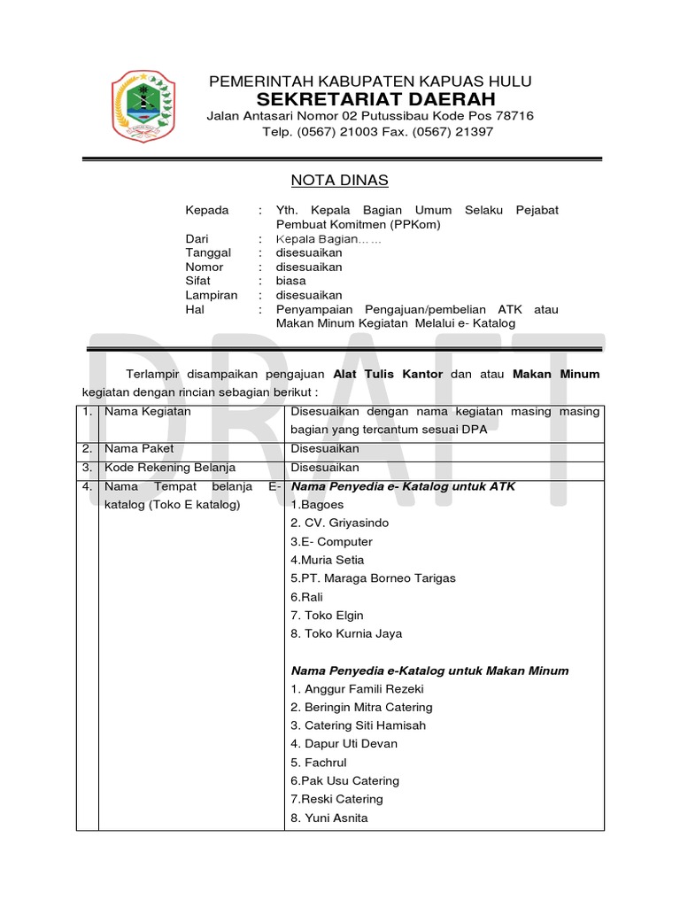 Nota Dinas Atk Dan Mamin | PDF