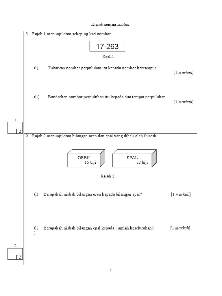 Soalan Ramalan Pra UPSR 2016 - Matematik K2 | PDF