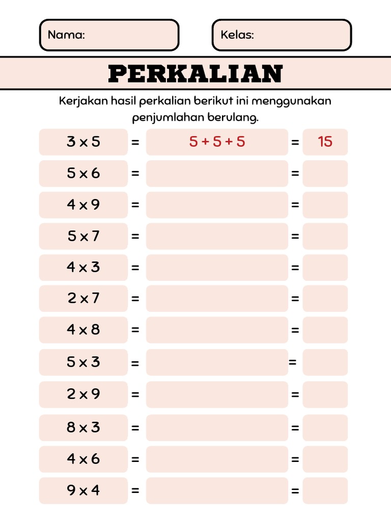 Hijau Lembar Kerja Matematika Perkalian | PDF