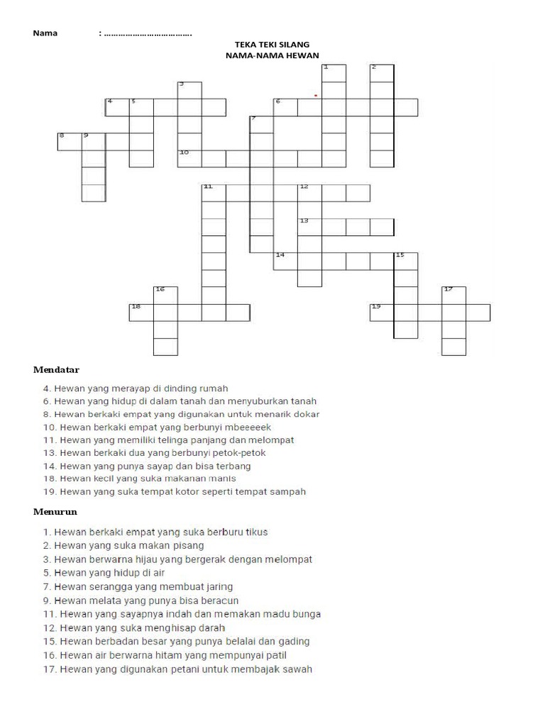 TTS Nama Nama Hewan | PDF