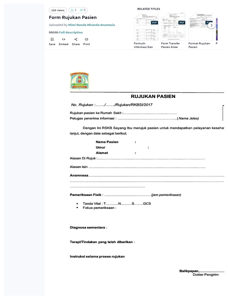 Form Rujukan Pasien | PDF