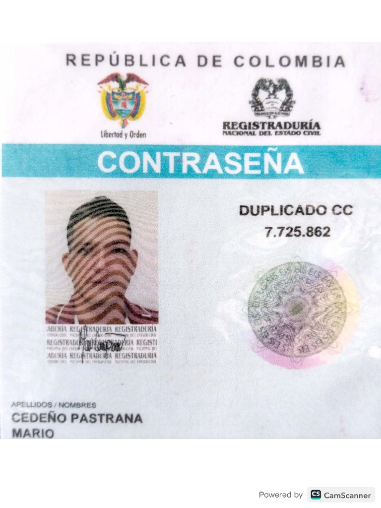 contraseña cedula | PDF