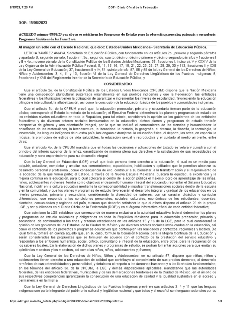 Acuerdo - 08 08 23 | PDF | Educación de la primera infancia | México