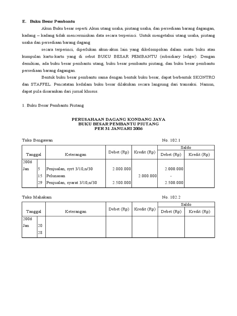 Buku Pembantu Piutang, Utang | PDF