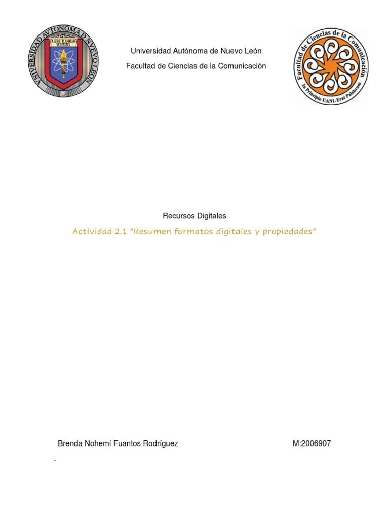 Formatos Digitales y Propiedades | PDF