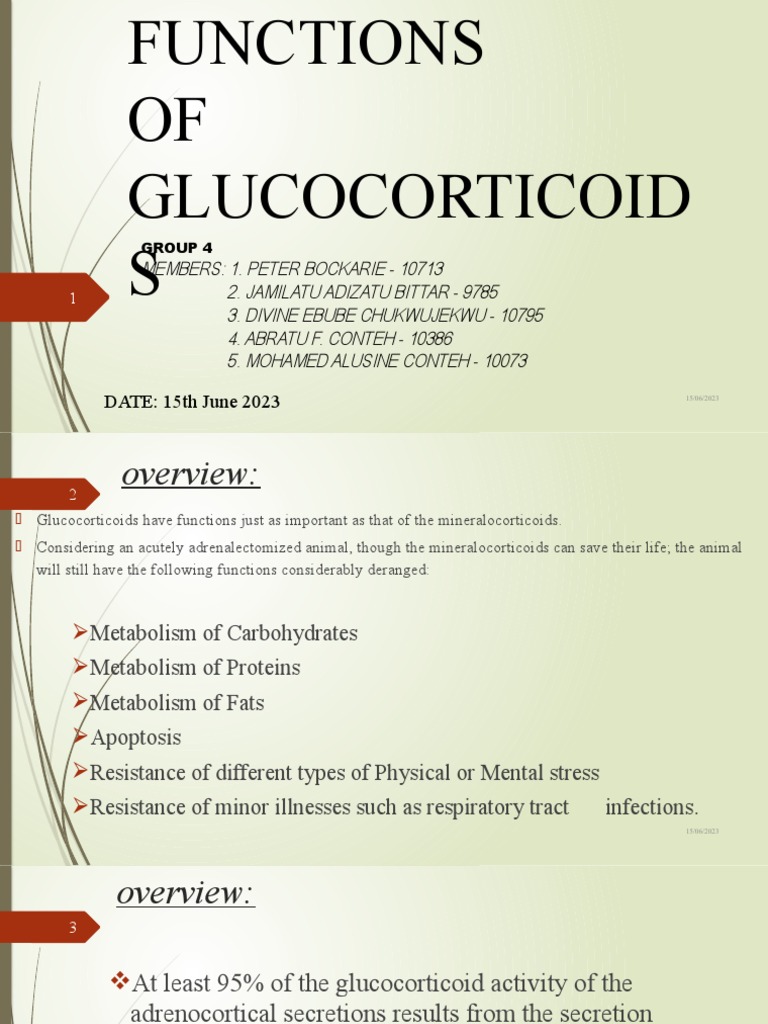 Functions of Glucocorticoids | PDF