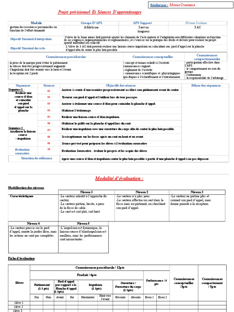 Saut en Longueur 3AC | PDF