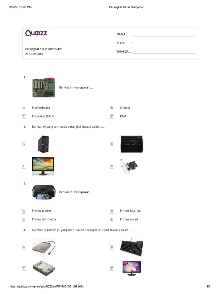 Perangkat Keras Komputer, Soal | PDF