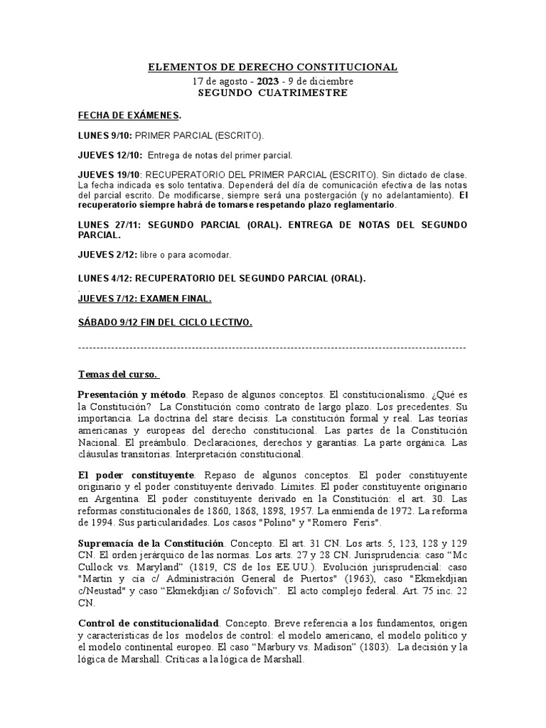 Dc223 Temas y Fechas de Ex - Menes. | PDF