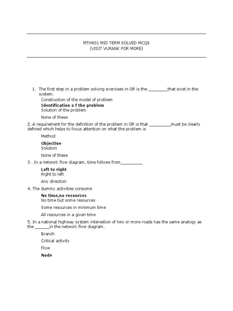 MTH601 MID TERM SOLVED MCQS Past Downloaded From Vurank | PDF | Analysis | Applied Mathematics