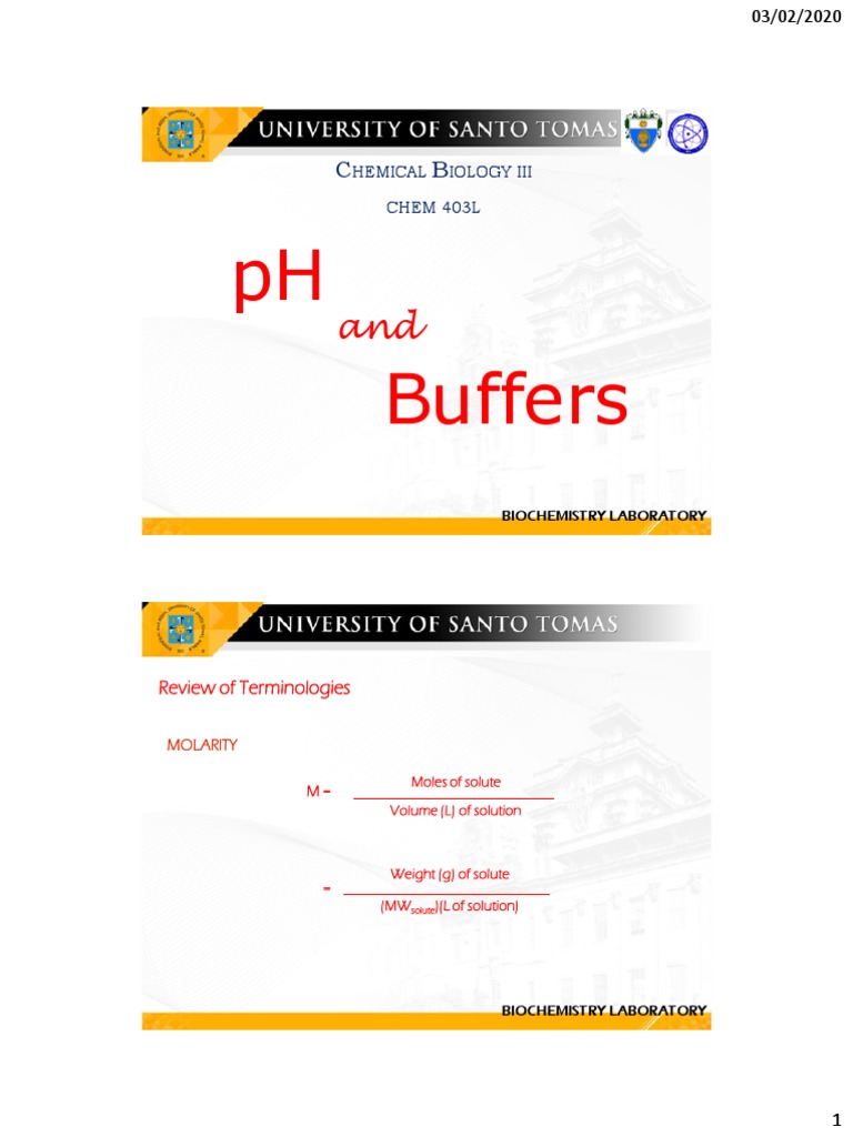 CHEM 403L - PH and Buffers | PDF | Buffer Solution | Acid