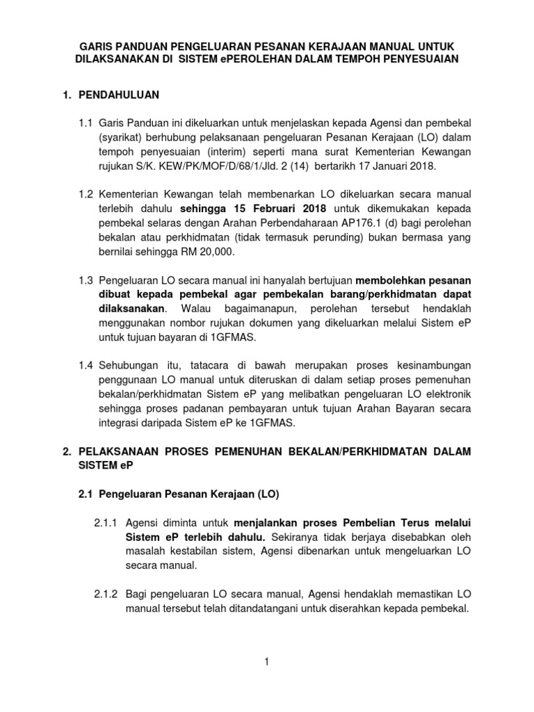 GARIS PANDUAN PENGELUARAN LO MANUAL | PDF