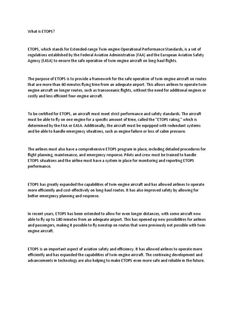 Understanding ETOPS Regulations | PDF