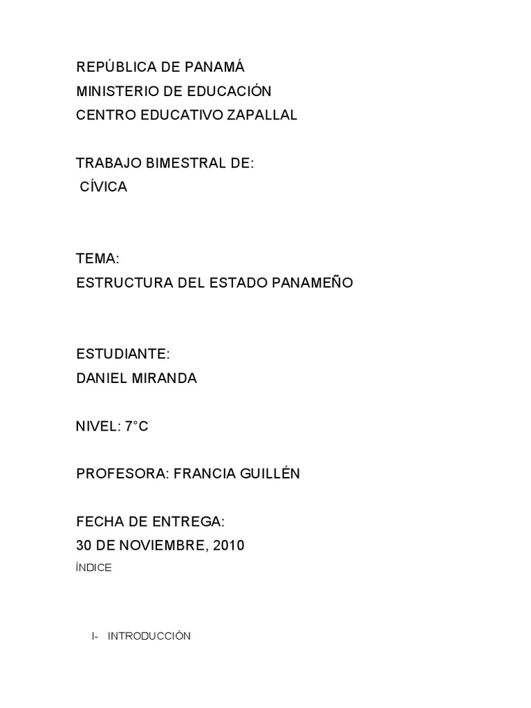 Estructura Del Estado Panameño | PDF | Panamá | Ministerio ...