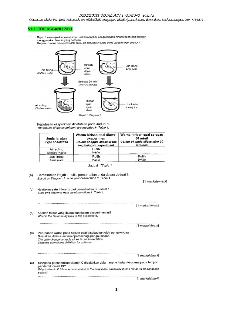 Koleksi Soalan Sains SPM Mengikut Nombor | PDF