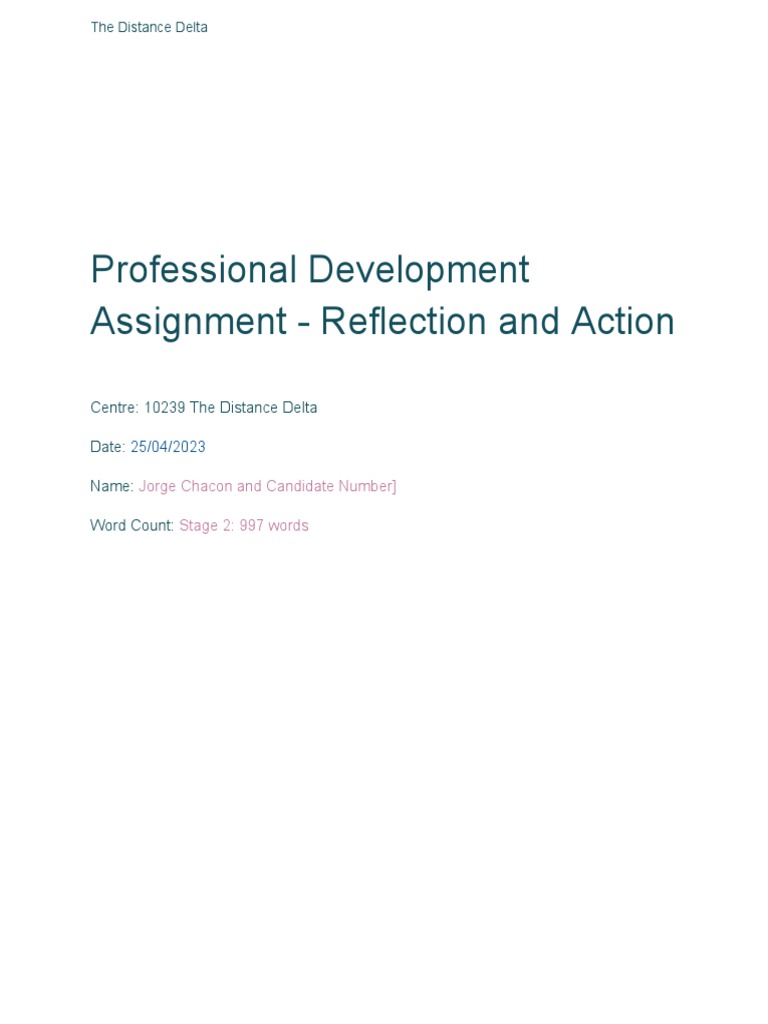 Jorge Chacon - DD45IP - PDA Reflection and Action Template | PDF
