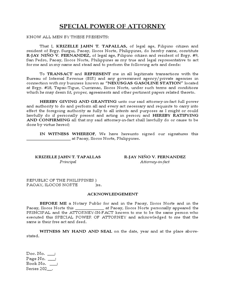 Special Power of Attorney - Bir | PDF