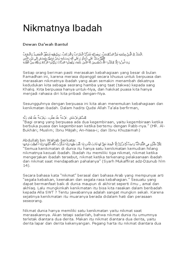 Nikmatnya Ibadah | PDF