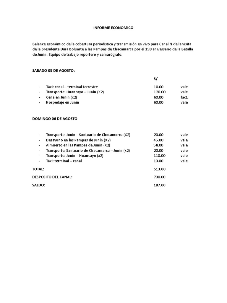 Informe Economico Junin | PDF