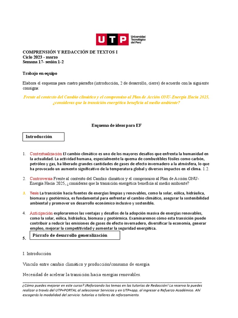 S17.s1-s2 Esquema para Examen Final | PDF | Energía renovable | Combustibles fósiles