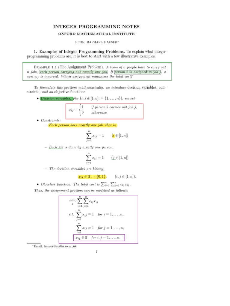 2.2 Examples of Integer Linear Programming Problems (1-7) - Pages-1-9 | PDF | Mathematical ...