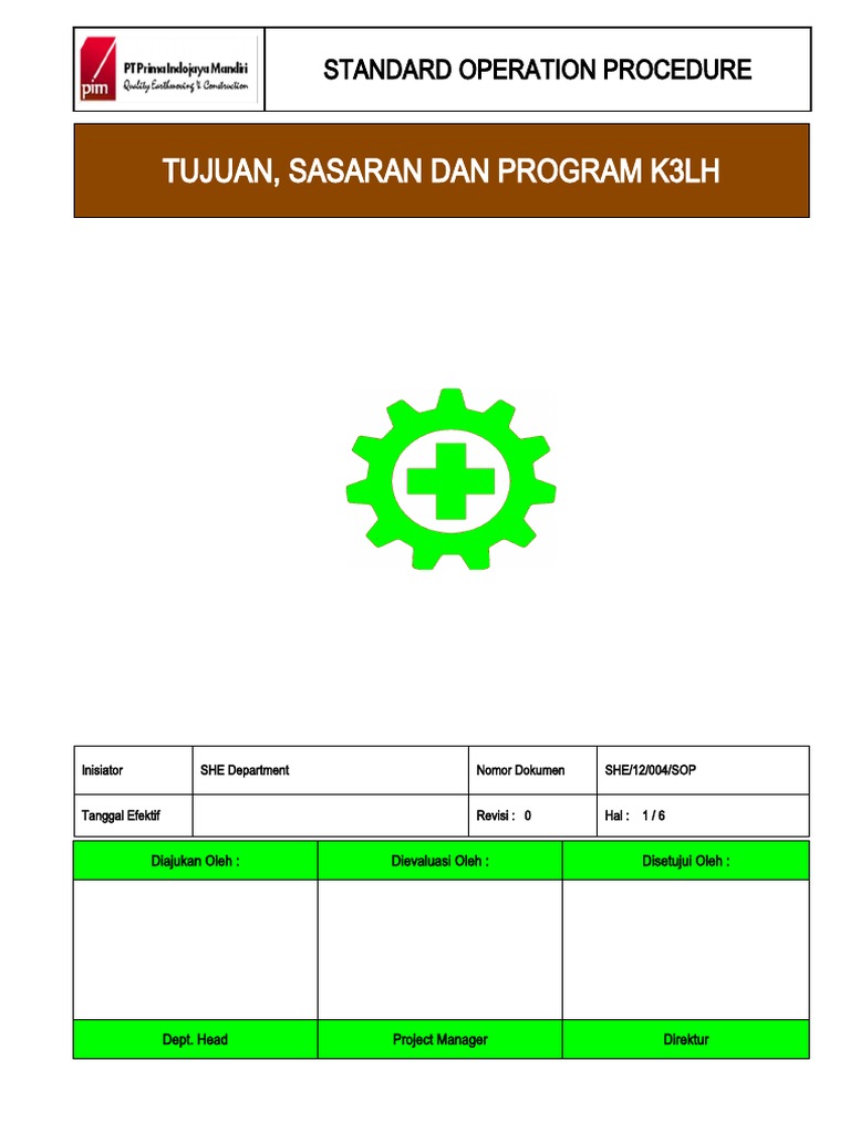 SHE SOP Tujuan Sasaran Dan Program K3LH | PDF | Bisnis