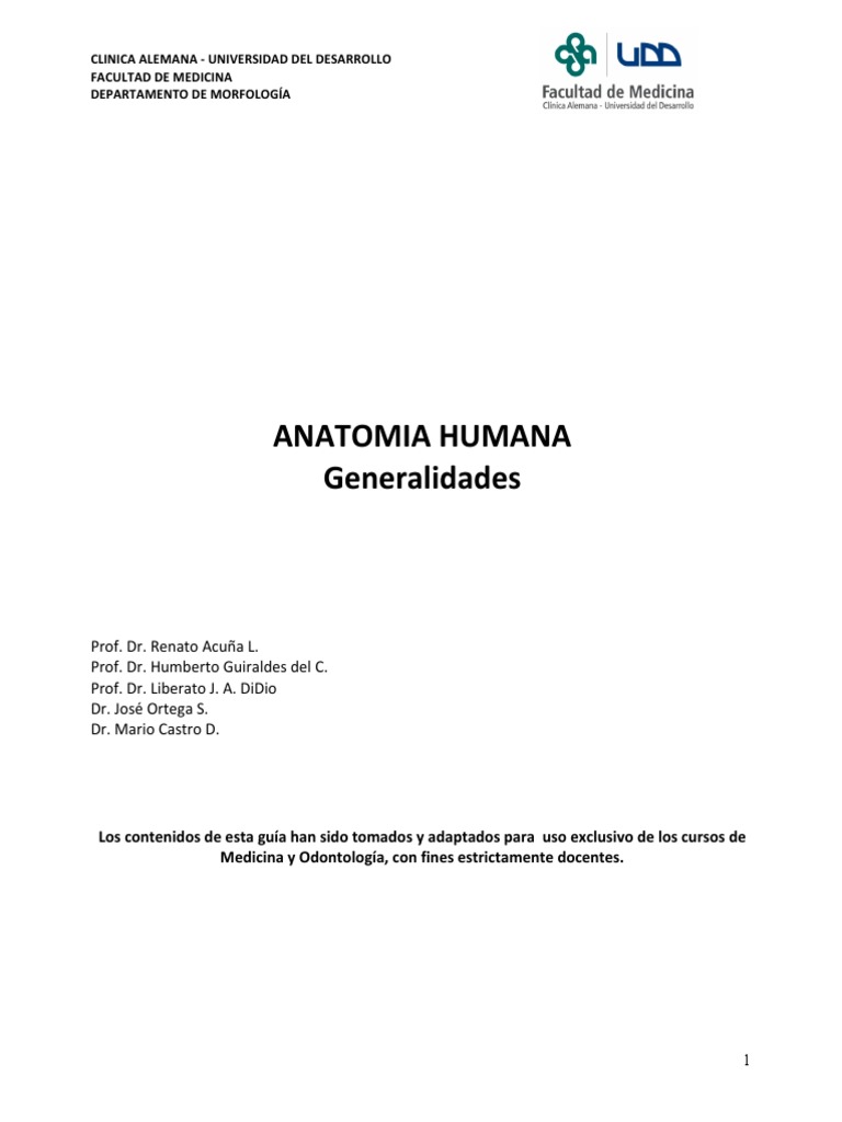 Guia Generalidades Anatomia Normal Udd Pdf Anatomía Términos
