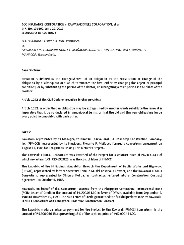 Case Digest - Case No. 5 | PDF | Guarantee | Indemnity