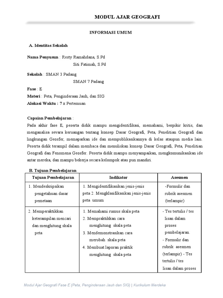 MODUL AJAR PETA, PENGINDERAAN JAUH DAN SIG - Resty Ramahdana Dan Siti Fatimah | PDF | Komputer
