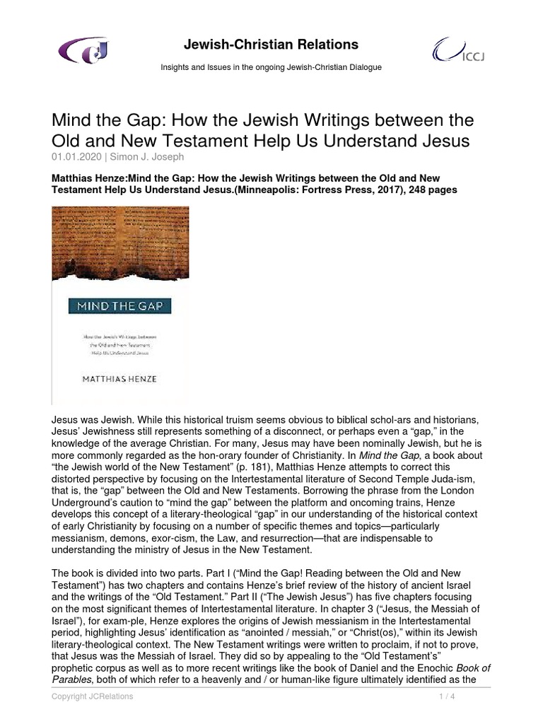 Mind The Gap How The Jewish Writings Between The Old and New Testament ...