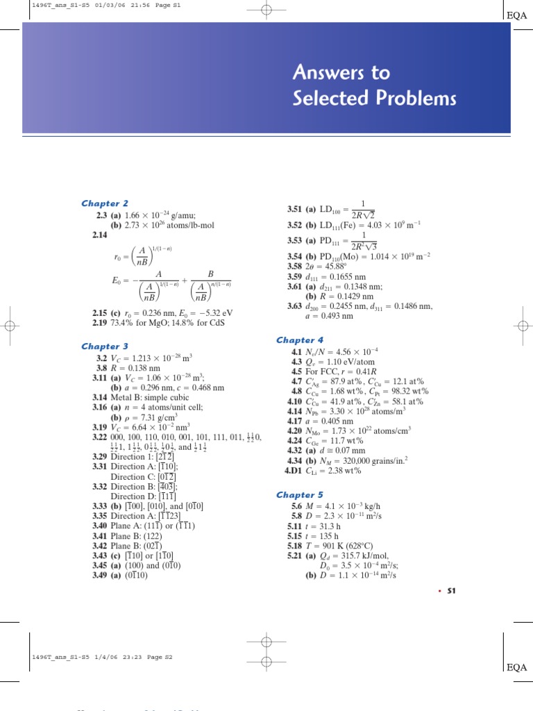 Answers To Selected Problems: A NB D | Download Free PDF | Heavy Industry | Materials