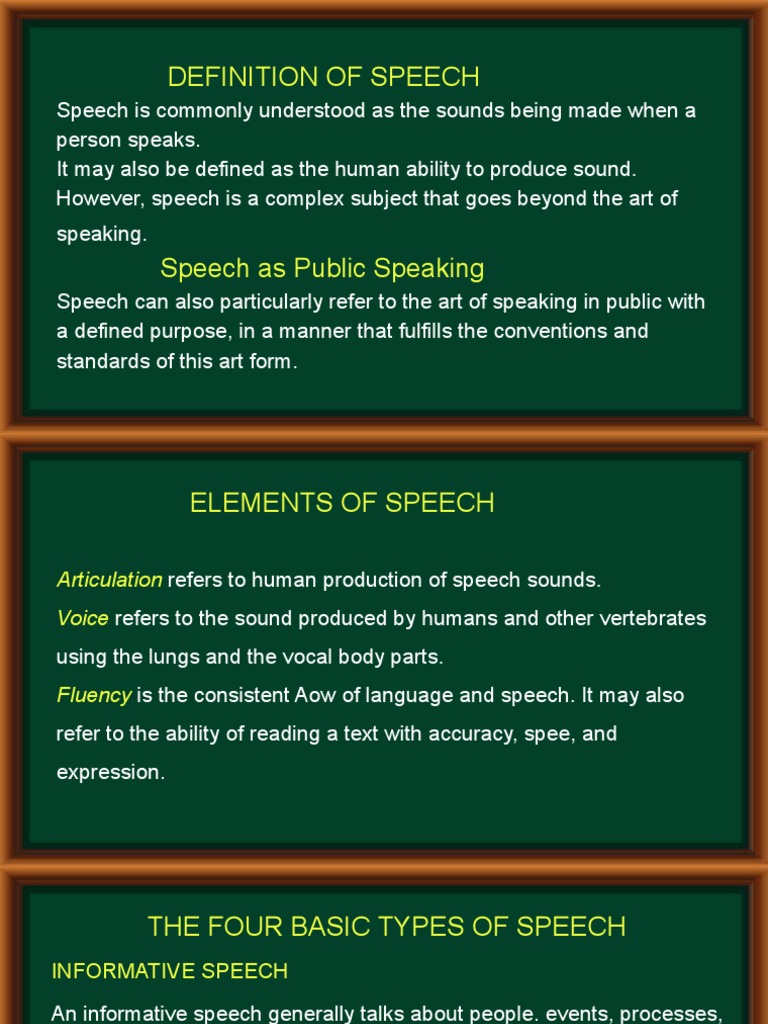 Understanding Speech Types and Elements | PDF