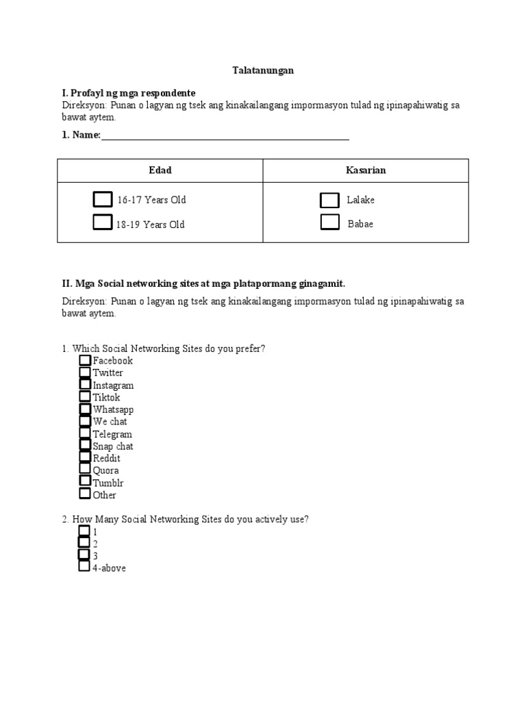 Talatanungan 1 | PDF