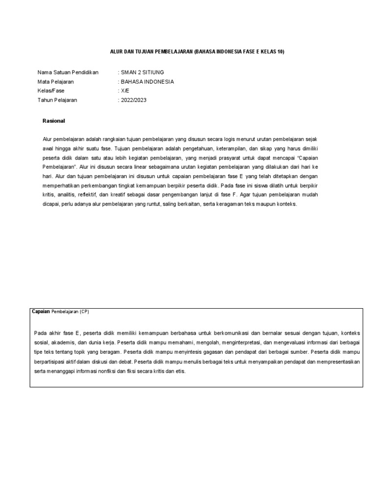 Bahasa Indonesia - Atp - X | PDF