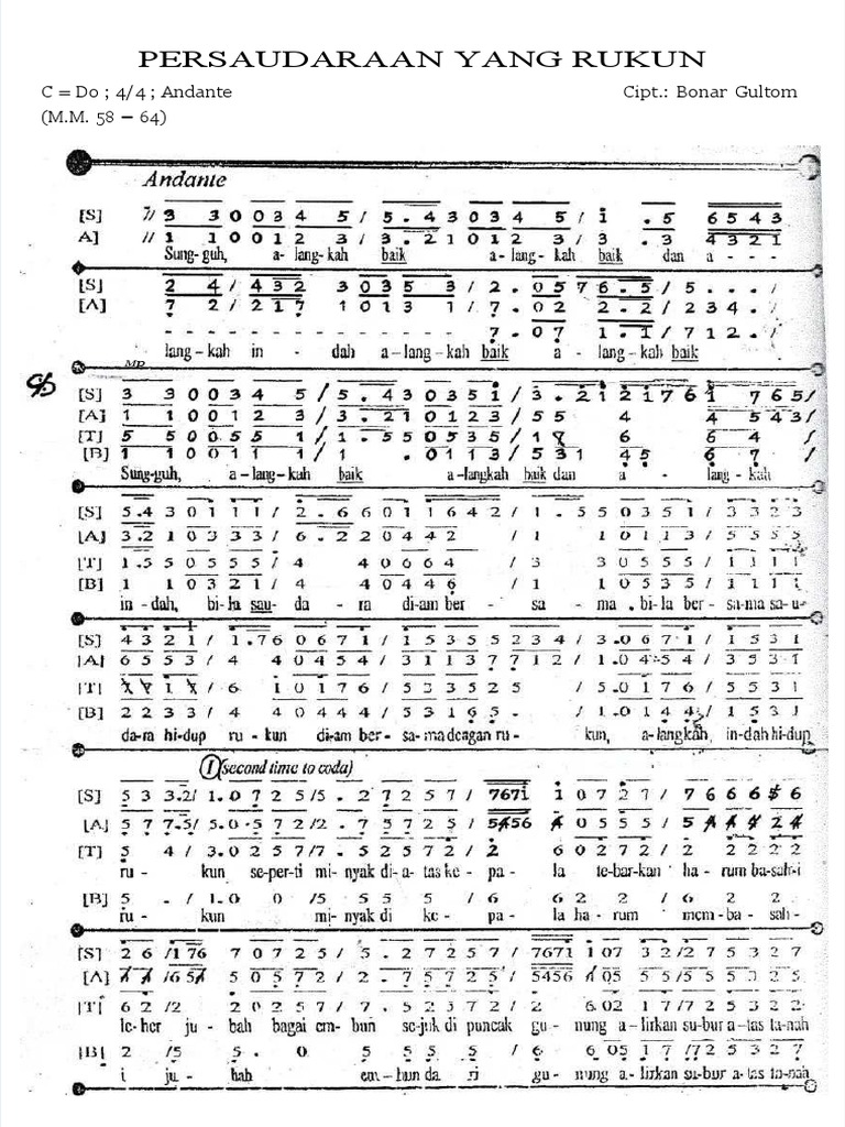 Koor Persaudaraan Yang Rukun | PDF