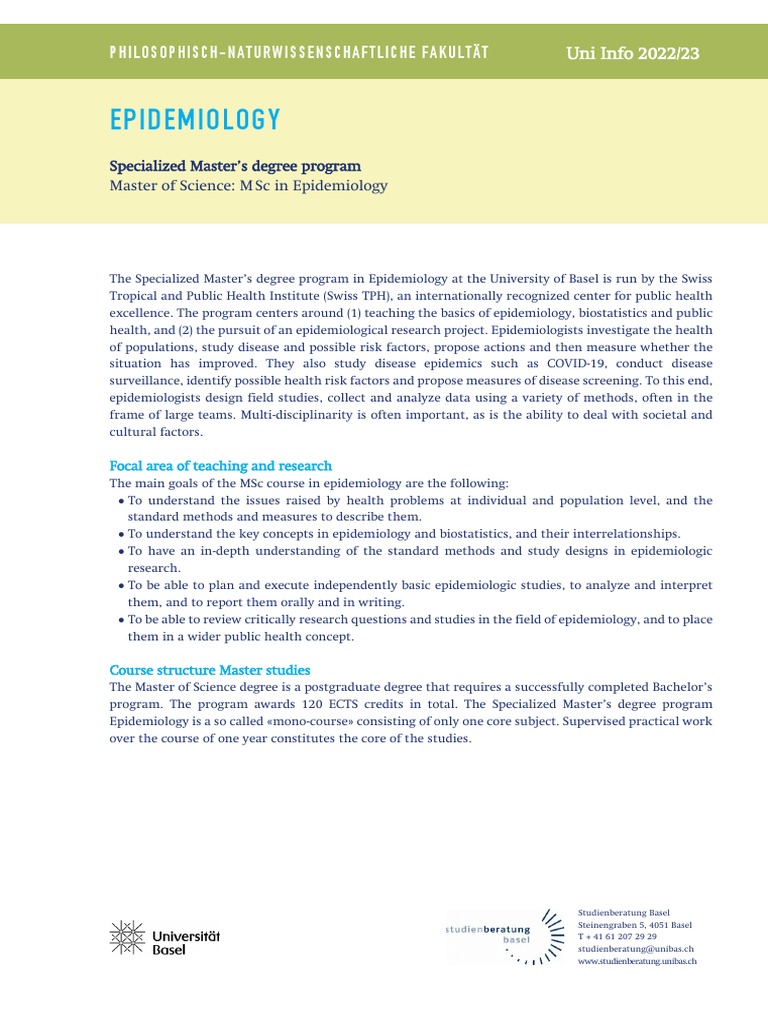 BIOLOGIE MSc Epidemiology 2022 | PDF | Academic Degree | Epidemiology