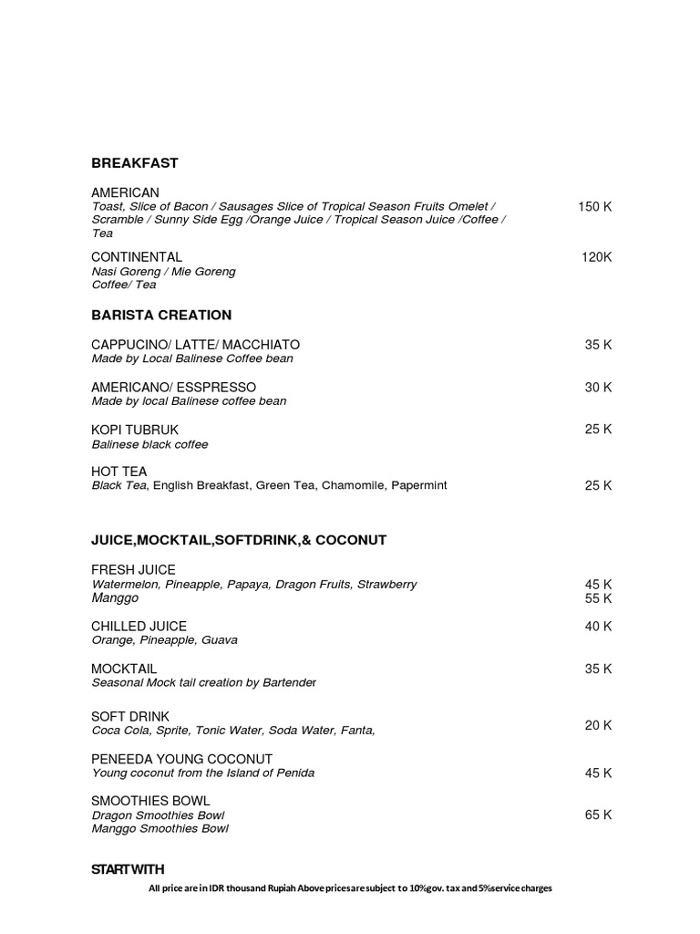 Contoh Menu Paket | PDF