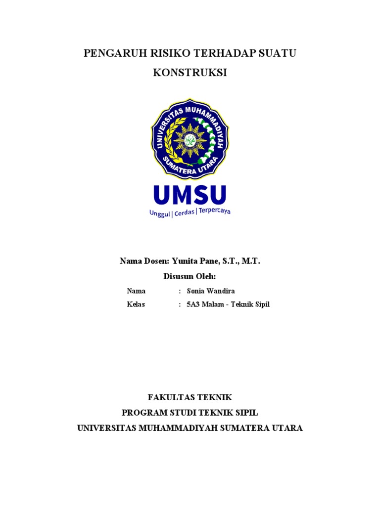 Makalah Mnj. Risiko Konstruksi - Sonia Wandira - 1907210153 | PDF