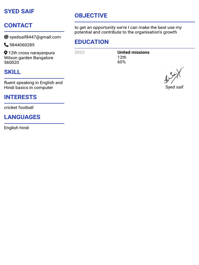 Syed Saif - Resume and Skills Overview | PDF