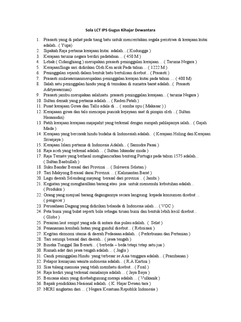 Sola LCT IPS Gugus Kihajar Dewantara 2022 | PDF